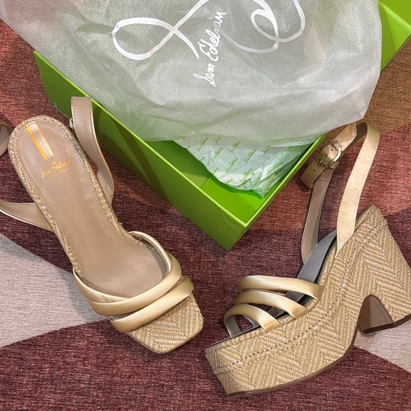 Sam Edelman | Shoes | Sam Edelman Gold Platform Mules With Chunky Heel ...